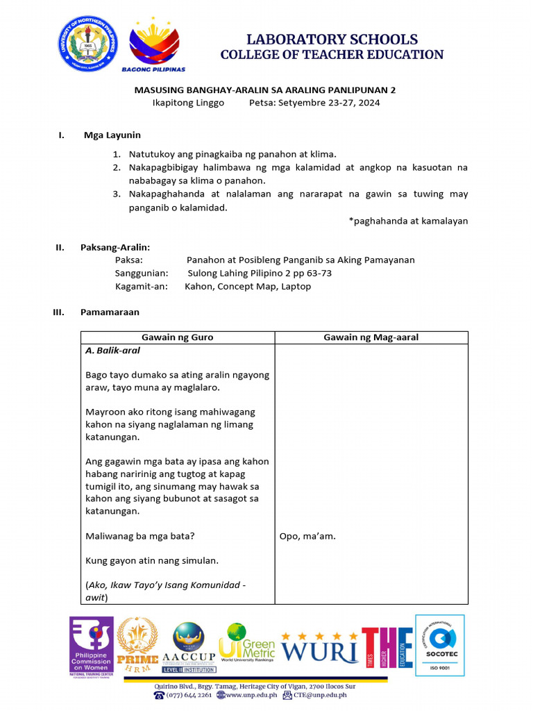 Panahon at Posibleng Panganib Sa Aking Pamayanan (Lacuesta, Rosalinda BEEd 4A) | PDF