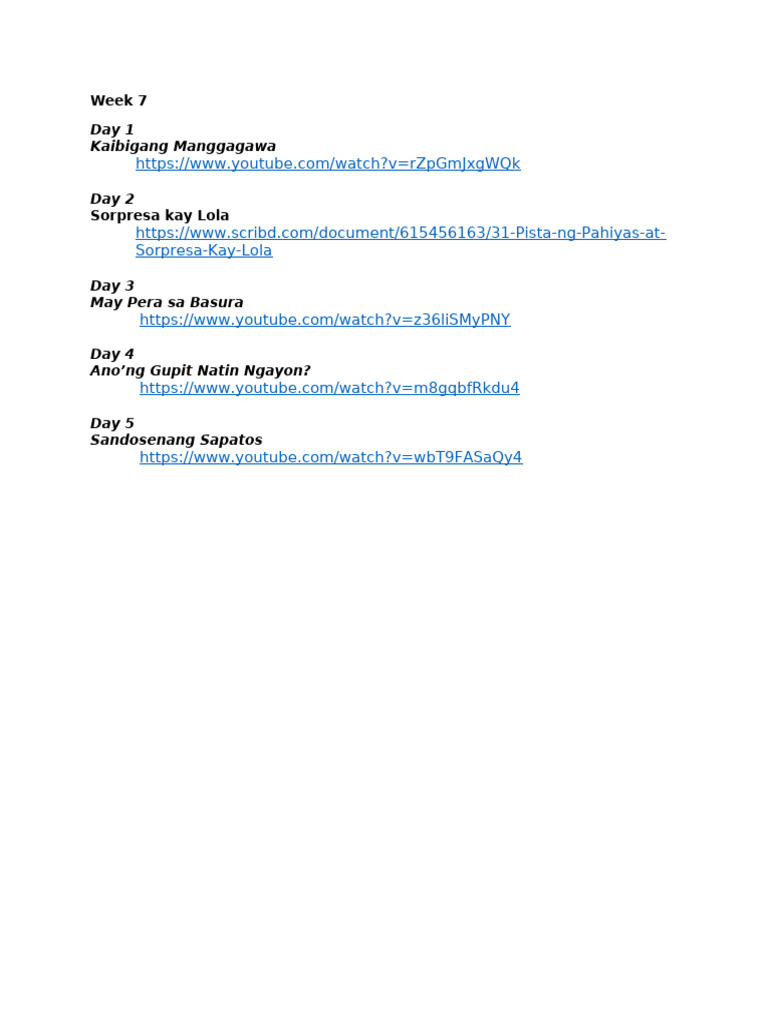 Week 7 Activities and Resources | PDF