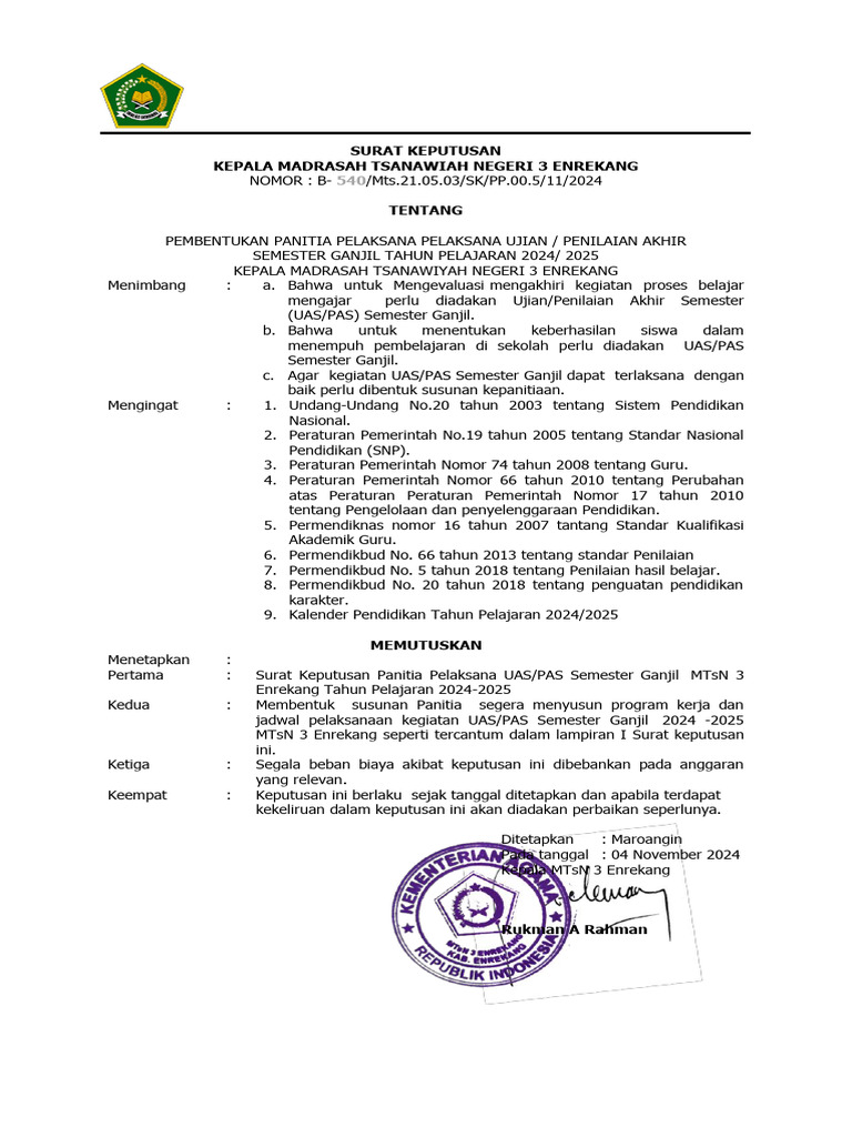 SK PAS Ganjil 2024 2025 | PDF