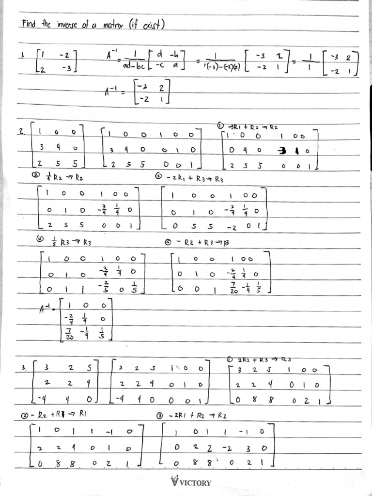 Properties of Inverse Matrix | PDF