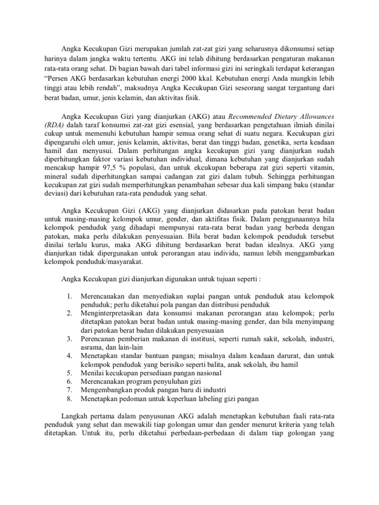 AKG | PDF | Kesehatan Holistik