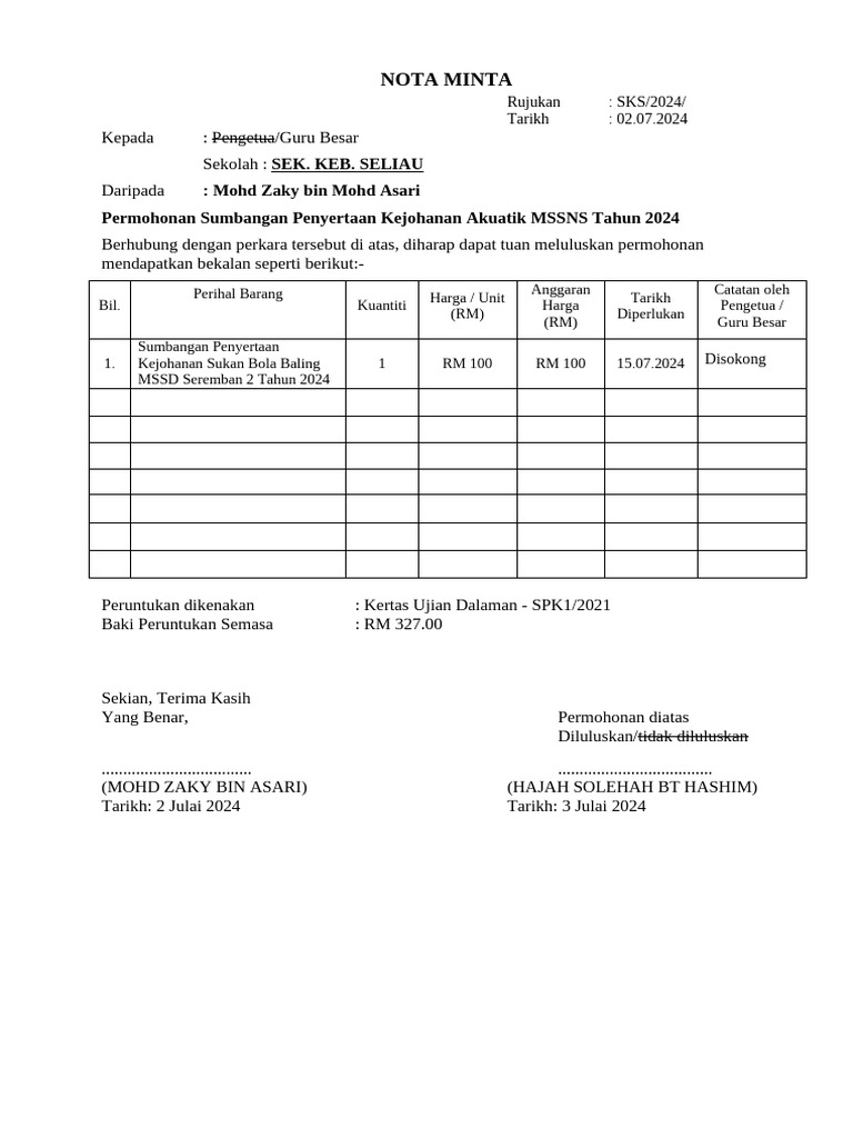Nota Minta 2024 | PDF