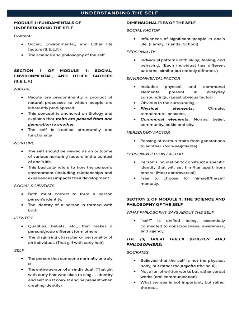 Uts Module 123 Compilation Ni Printet | PDF | Intelligence | Philosophy Of Self
