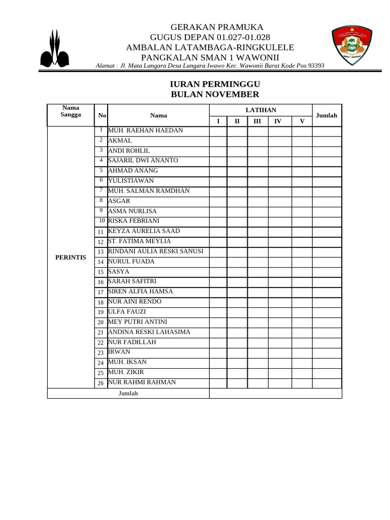 Daftar Iuran Persangga | PDF
