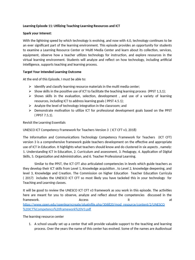 Learning Episode 11 Updated | PDF | Educational Technology | Learning