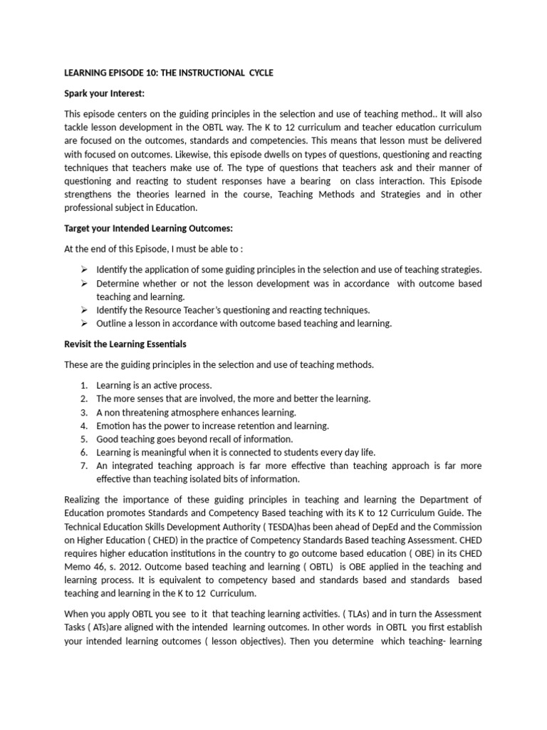 Learning Episode 10 | PDF | Learning | Teaching Method