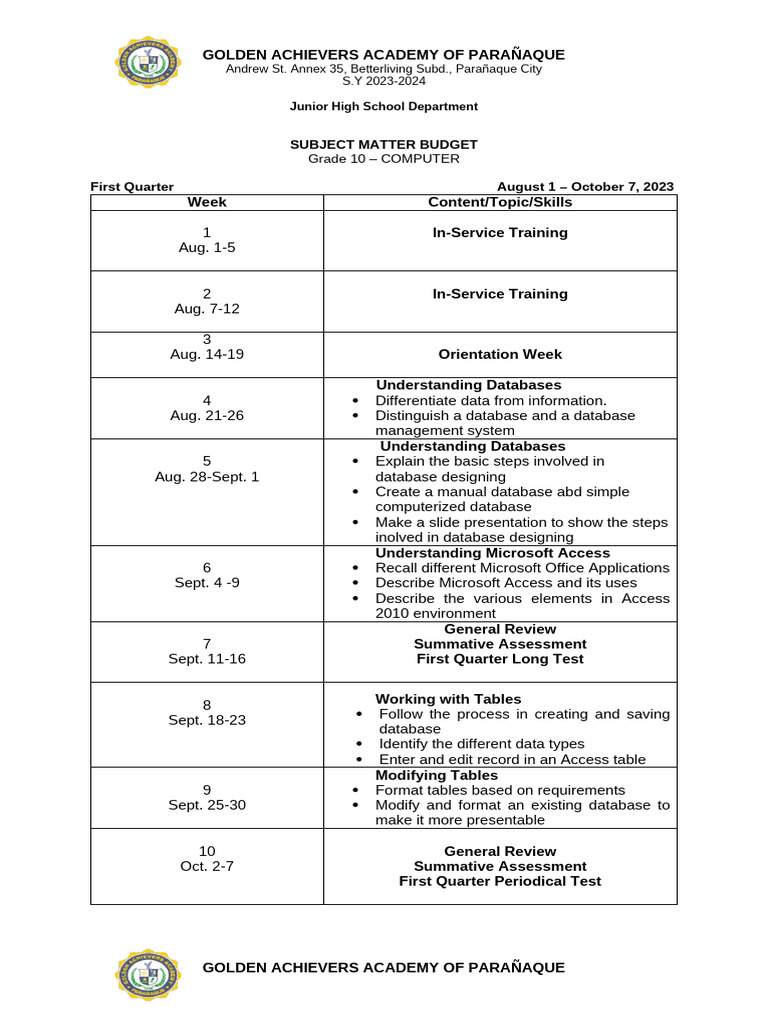 GRADE-10-SMB-2023 | PDF | Databases | Computer Program