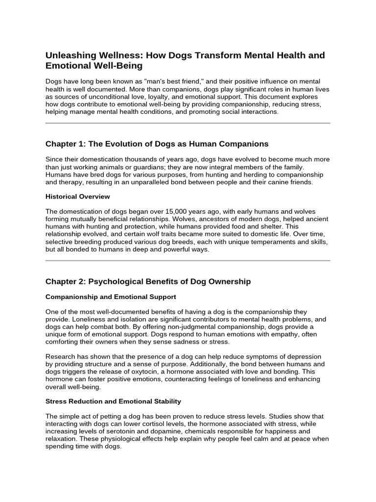Unleashing Wellness - How Dogs Transform Mental Health and Emotional ...