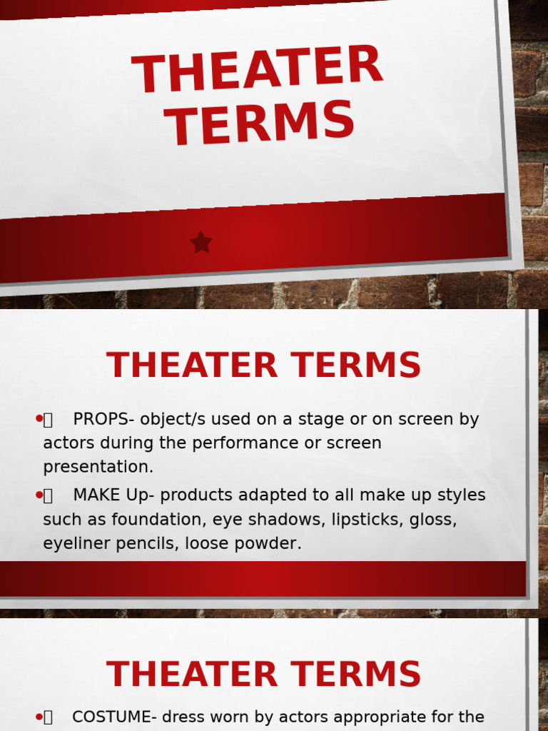 THEATER TERMS | PDF | Theatre | Actor