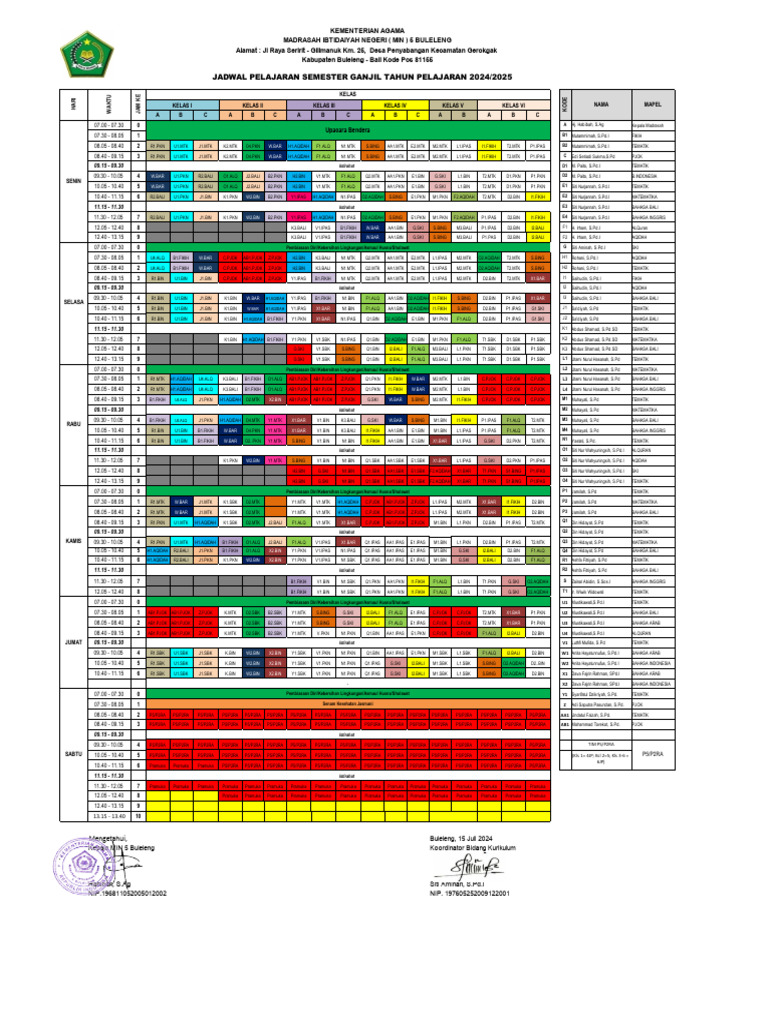 Jadwal Sem 1 THN 2024-2025 (Kma 450 New) | PDF