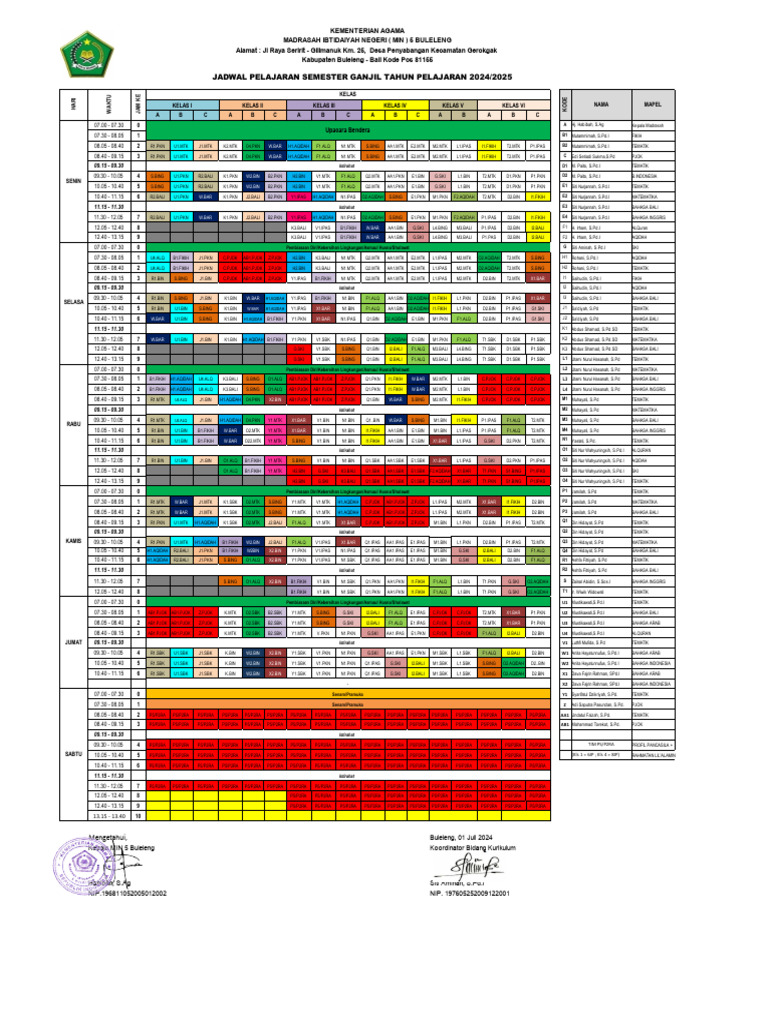Jadwal Sem 1 THN 2024-2025 | PDF