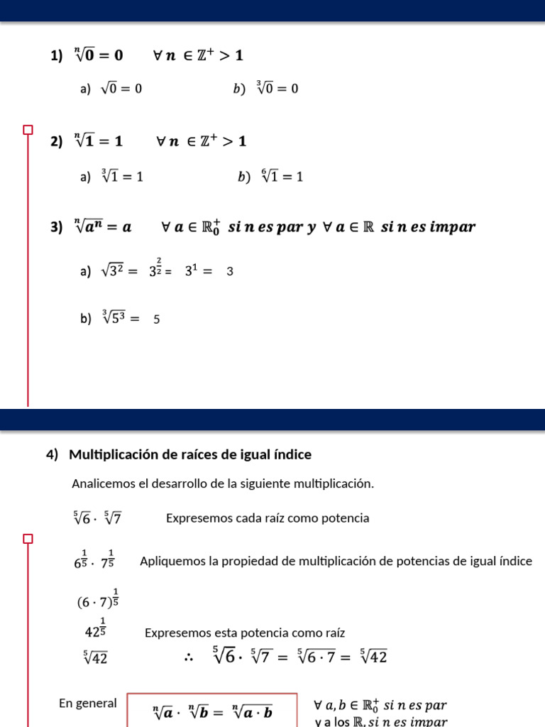 Propiedades de las raíces matemáticas | PDF