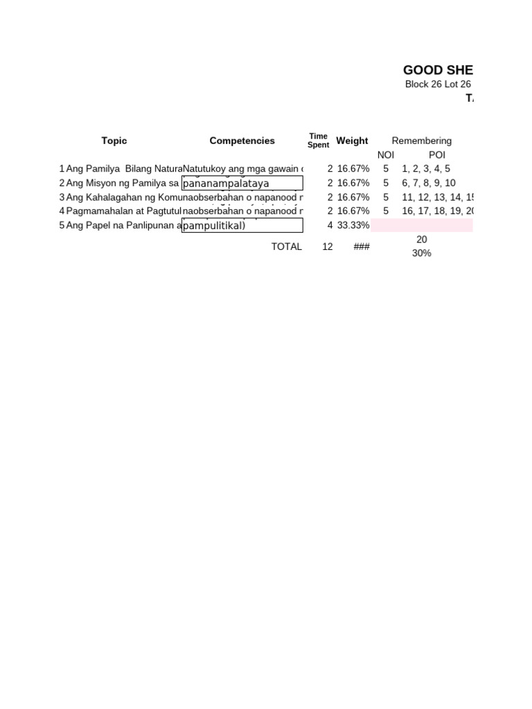 Tos Q1 - 8 Esp | PDF