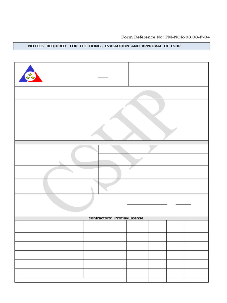 Comprehensive Cshp Application Form Pdf