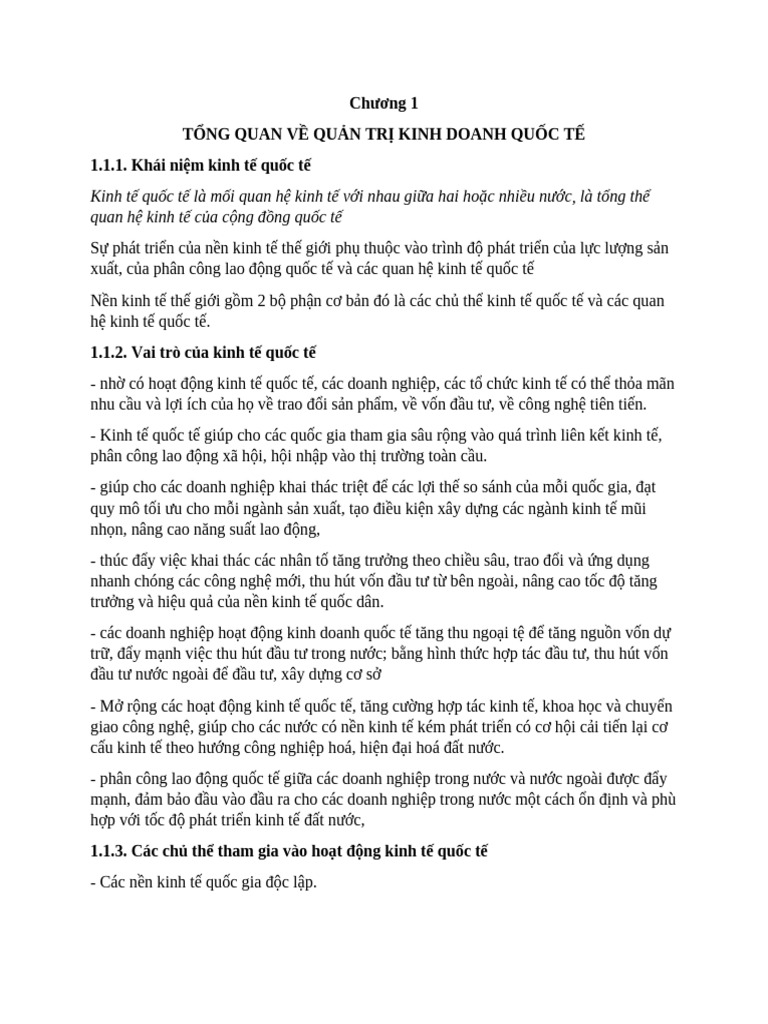 Chương 2 qtkd quốc tế | PDF