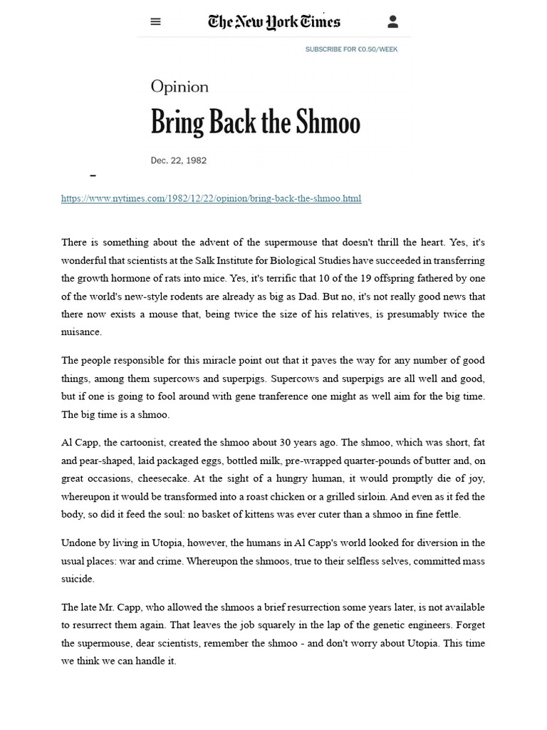 Opinion - Bring Back The Shmoo | PDF