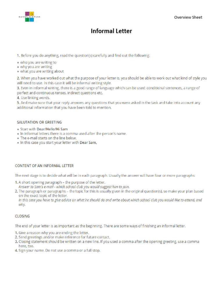 Informal Letter Overview and Samples | PDF