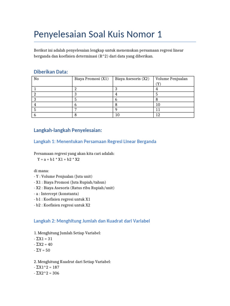 Penyelesaian Soal Kuis No 1 | PDF