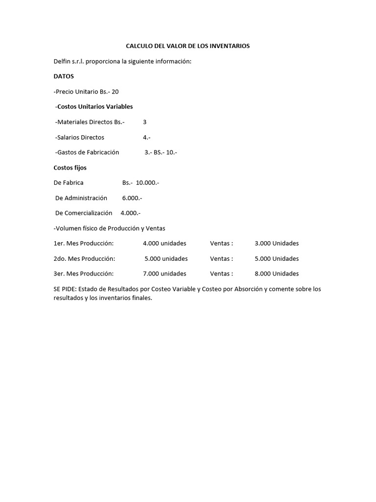 Calculo Del Valor de Los Inventarios | PDF | Negocios