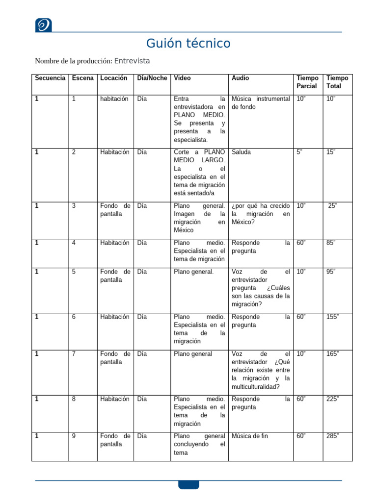 Formato Guion Tecnico | PDF