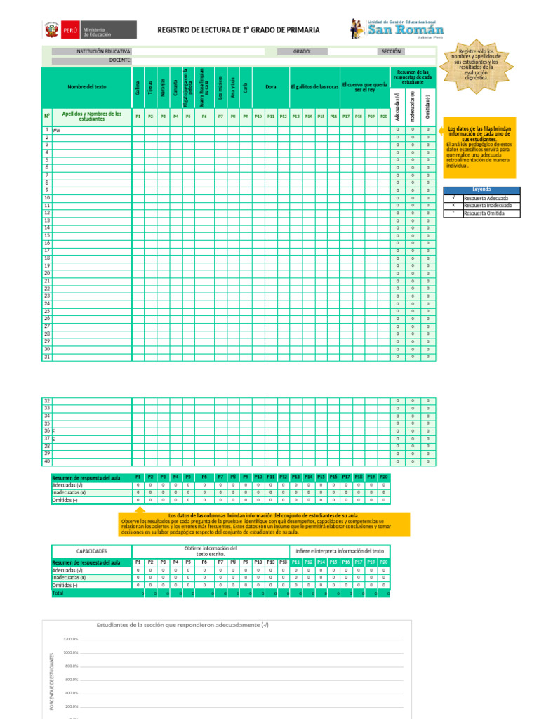 Registro 1ro Grado Lectura | PDF