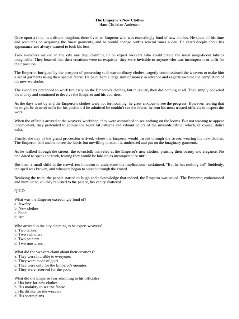 G8Q4S3 - The Emperor's New Clothes | PDF | Art | Lifestyle