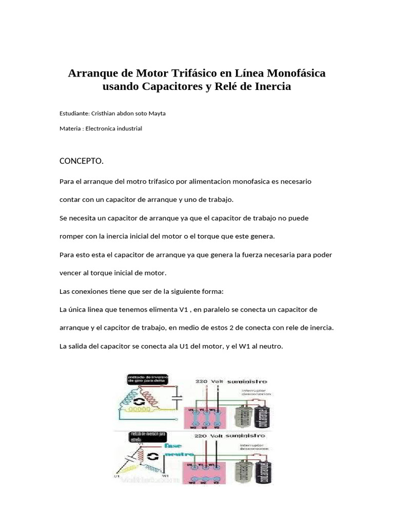 Arranque de Motor Trifásico Monofásico | PDF