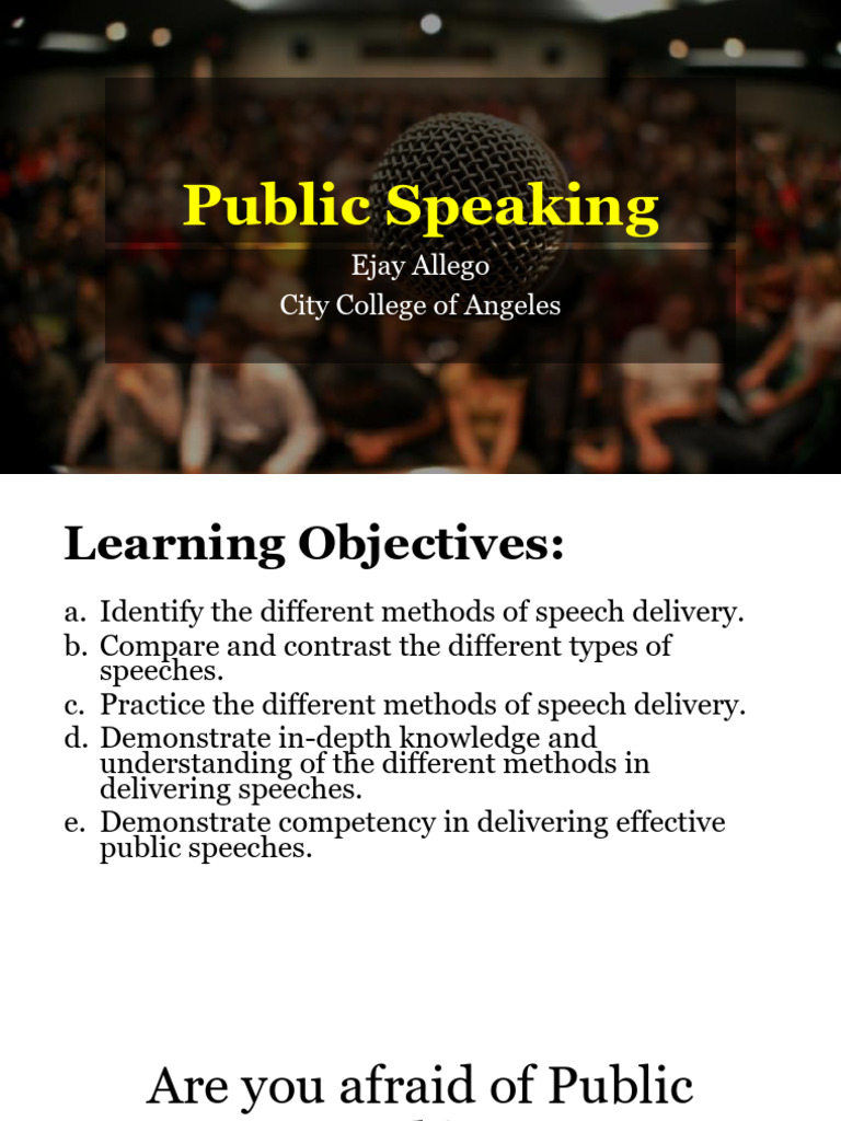 Lesson 2 - Public Speaking | PDF | Public Speaking | Human Communication
