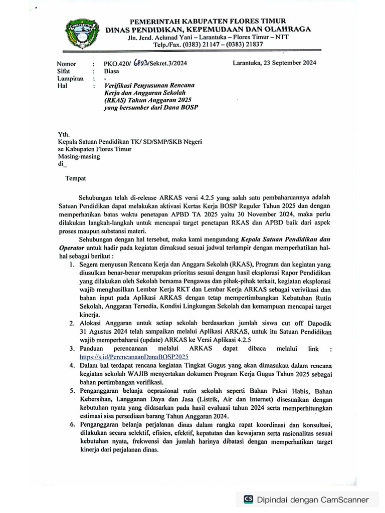 Kegiatan Verifikasi RKAS BOSP 2025 | PDF