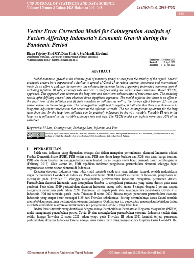 Vector Error Correction Model For Cointegration Analysis of Factors ...