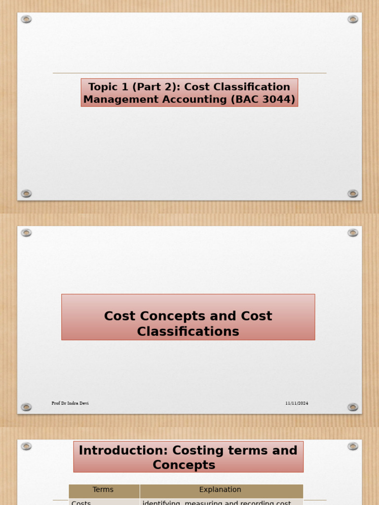Topic 1 (Part 2) - Cost Classification | PDF | Cost | Expense
