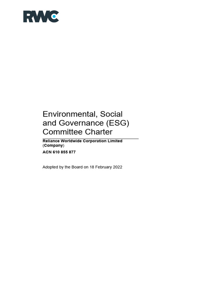 esg_committee_charter | PDF | Audit | Corporate Governance