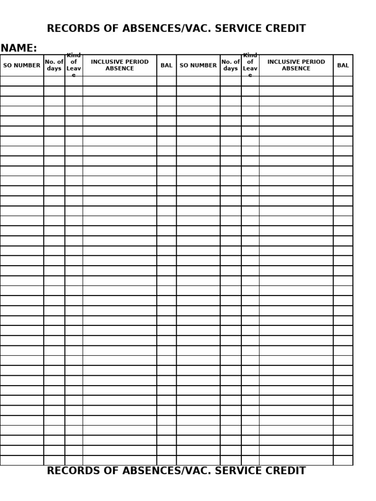 Absence and Vacation Service Records | PDF