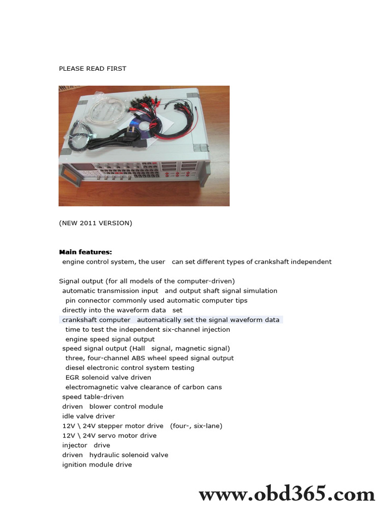 Ecu Sensor Simulation mst9000 Instruction Obd365 | PDF | Vacuum Tube ...
