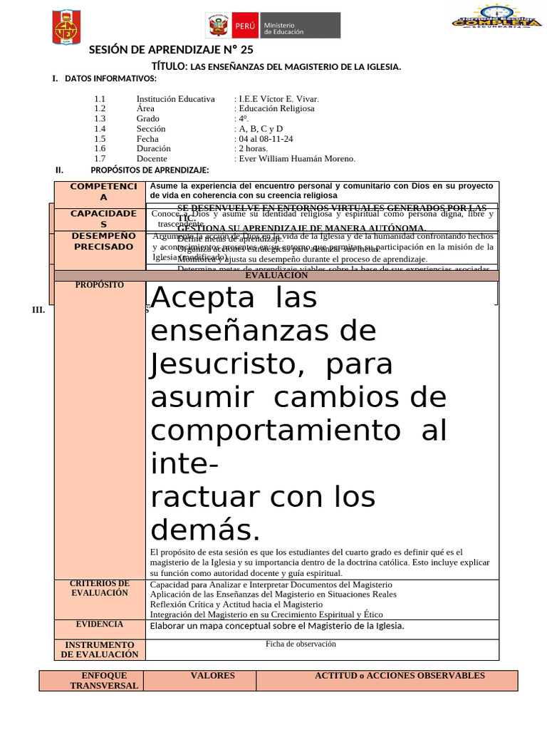 Sesion 4º El Magisterio de La Iglesia | PDF | Aprendizaje | Iglesia ...