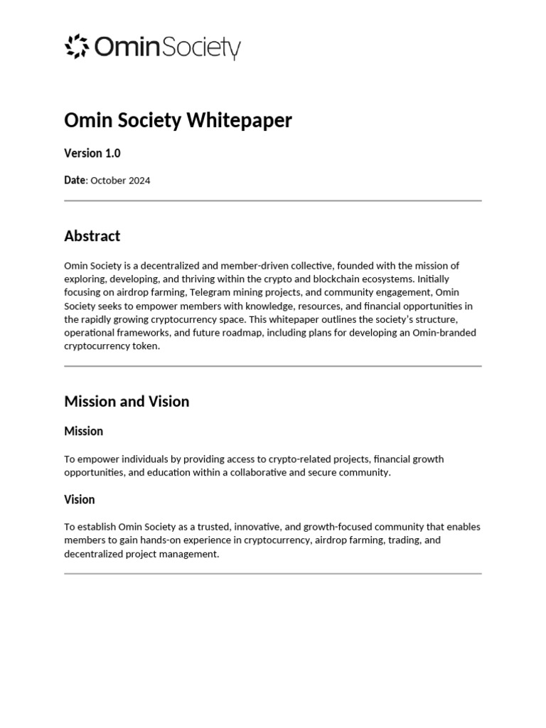 Omin Society Whitepaper | PDF | Cryptocurrency