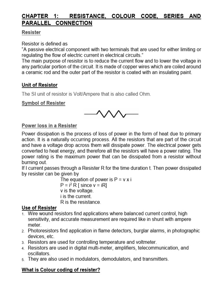 WE Chapter 1 (Colour Coding of Resistor) | PDF | Resistor | Series And Parallel Circuits