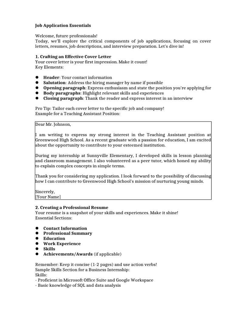 Job Application Essentials | PDF | Human Resource Management | Business