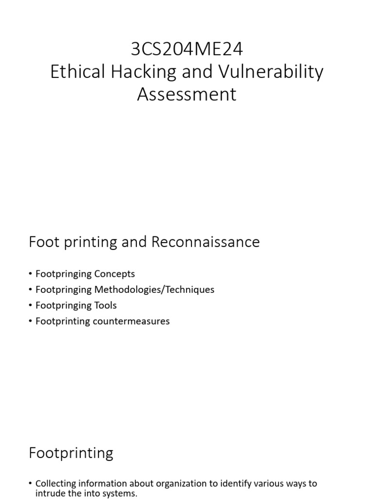 Lecture 6 7 Ethical Hacking Framework And Footprinting Pdf Security Computer Security
