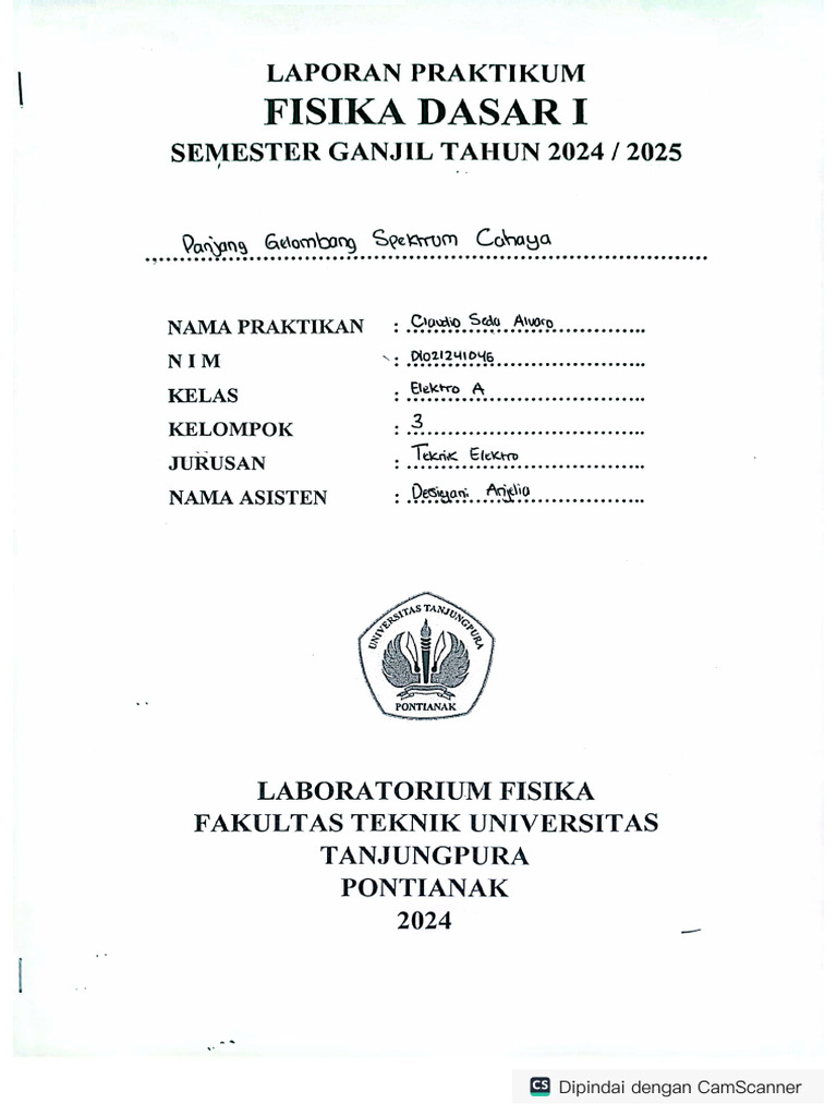 Laprak Fisika Dasar 1 - Panjang Gelombang Spektrum | PDF