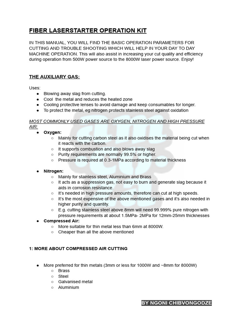 Fiber Laser Cutting Parameters Guide | PDF | Steel | Stainless Steel