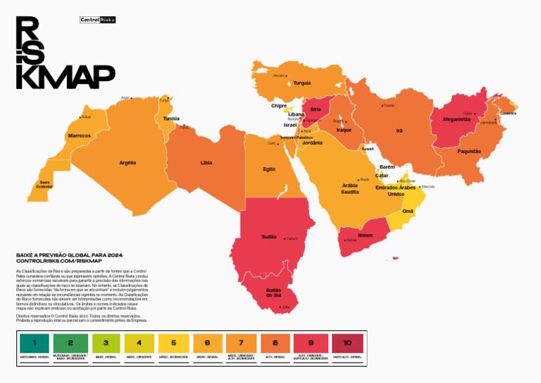 RiskMap 2024 MAP Regions MENA PORT A3 | PDF | Árabes | Oriente Médio