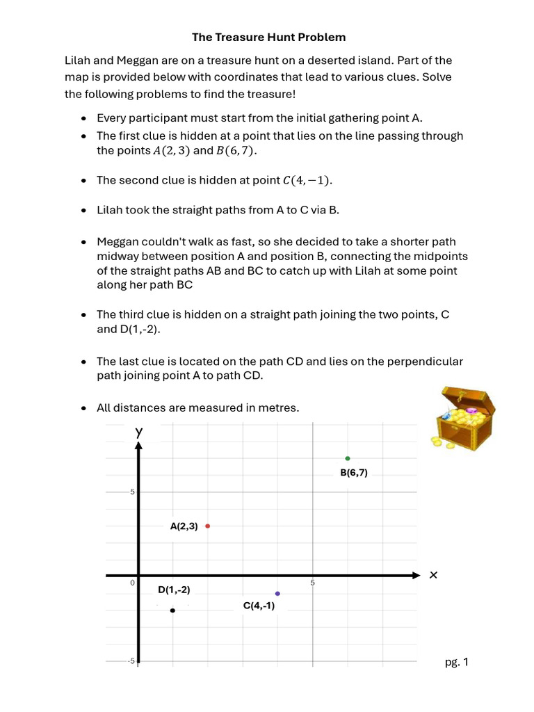 Math Puzzle: Treasure Hunt Adventure | PDF | Circle | Classical Geometry