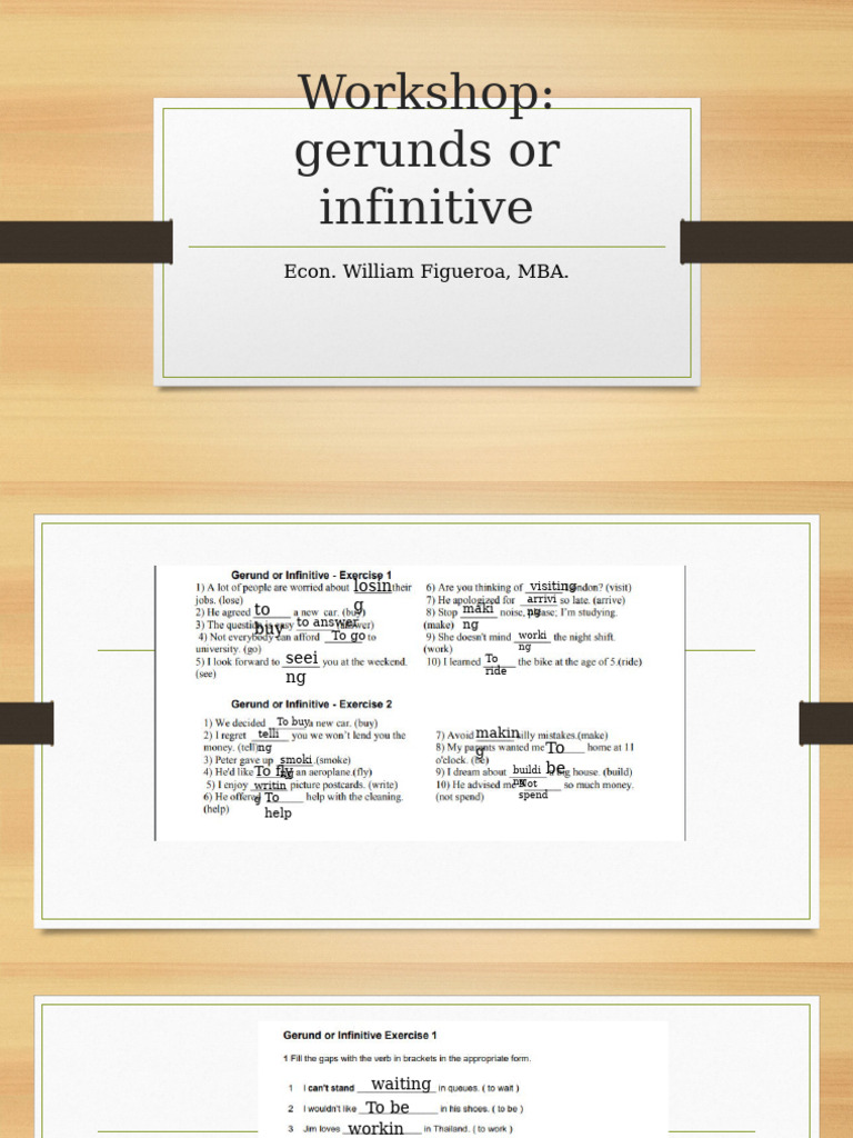Workshop Gerunds or Infinitive | PDF