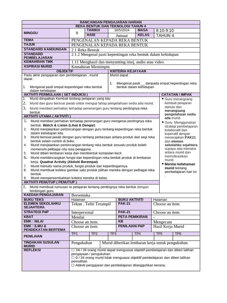 RBT Tahun 4 Minggu 8 | PDF