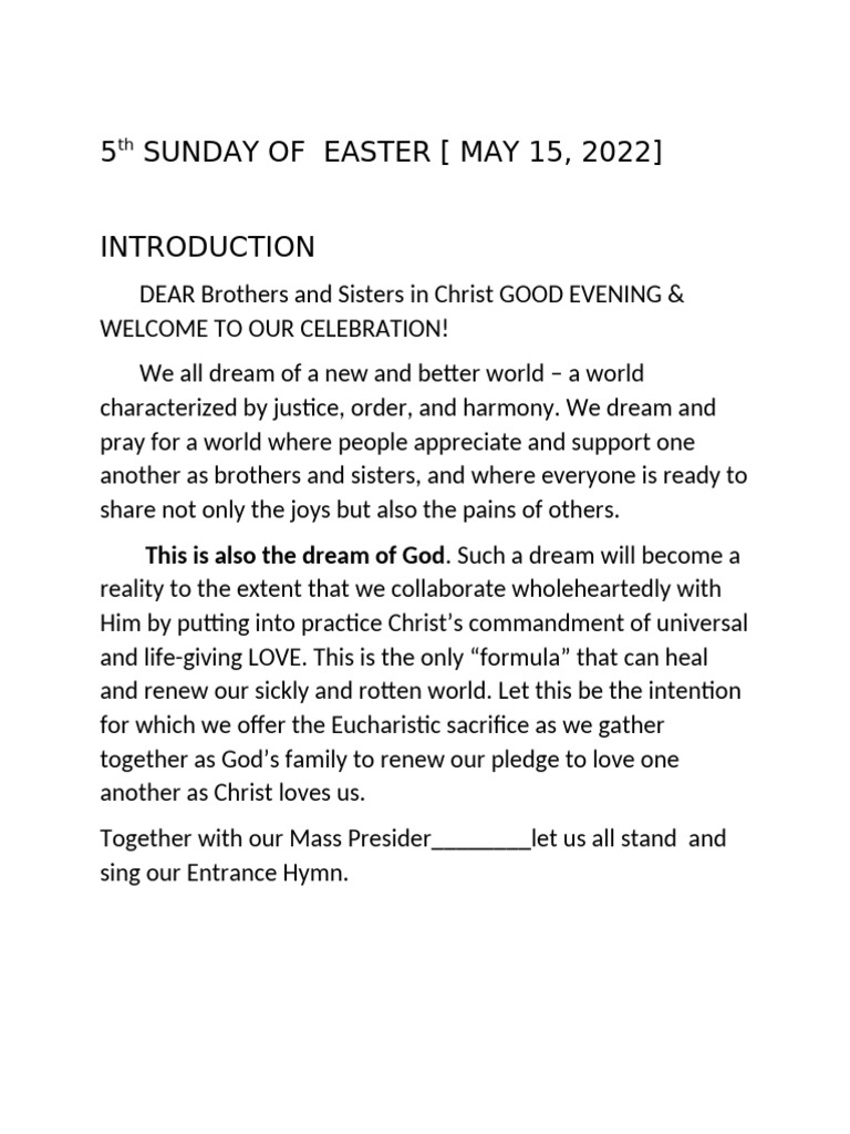 5th SUNDAY OF EASTER | PDF | Prayer | Jesus