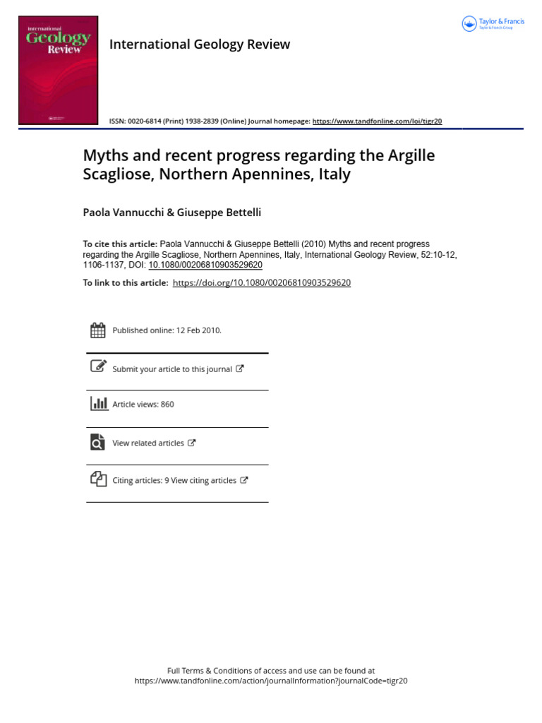 Myths and Recent Progress Regarding The Argille Scagliose Northern ...