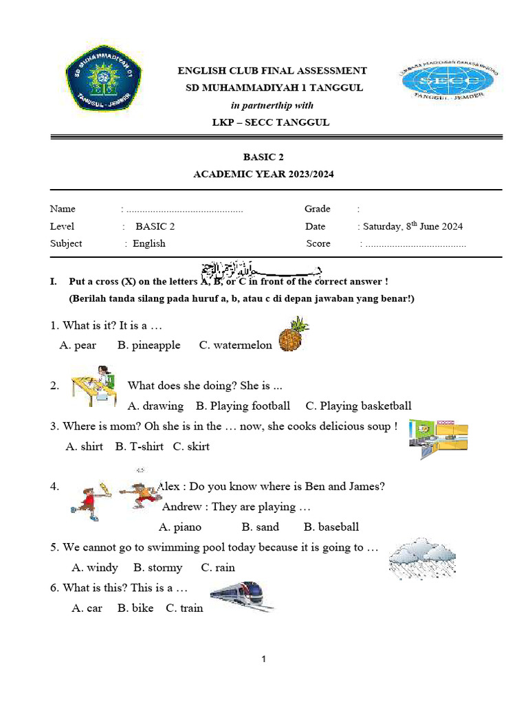 Contoh Soal English Club Final Asessment | PDF