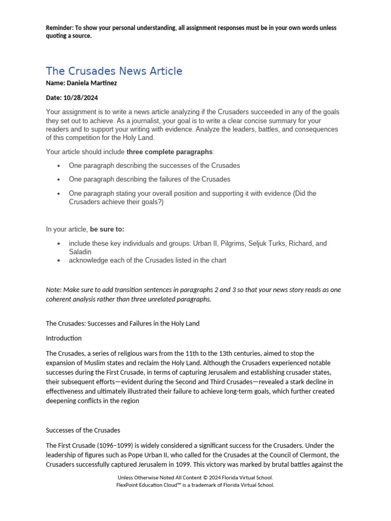 The - Crusades - WH - Daniela Martinez | PDF | Crusades | Warfare Of ...