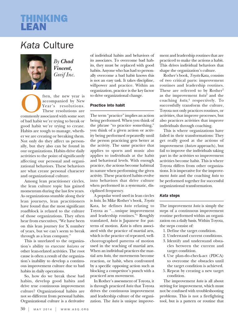 Lean Thinking Kata Culture | PDF | Kata | Habits